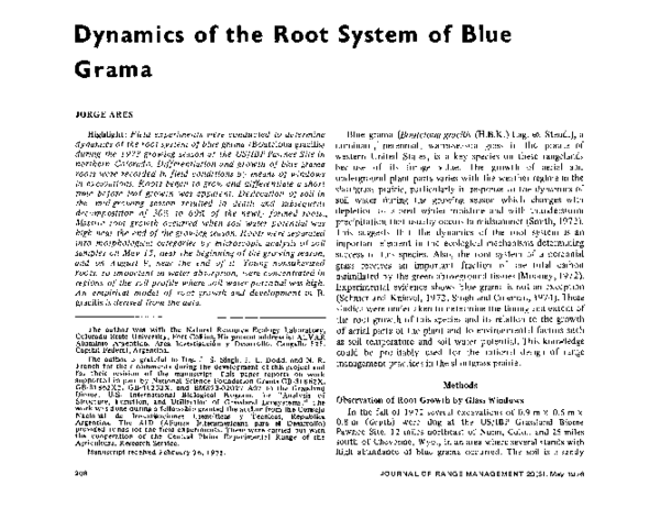 (PDF) Dynamics of the Root System of Blue Grama
