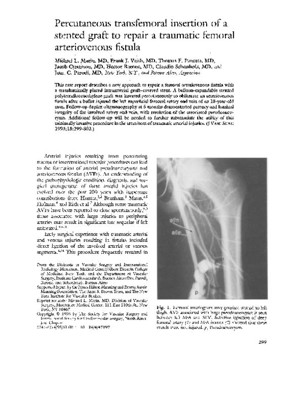(PDF) Percutaneous transfemoral insertion of a stented graft to repair ...