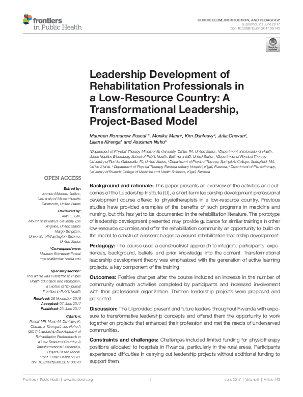 (PDF) Leadership Development of Rehabilitation Professionals in a Low ...
