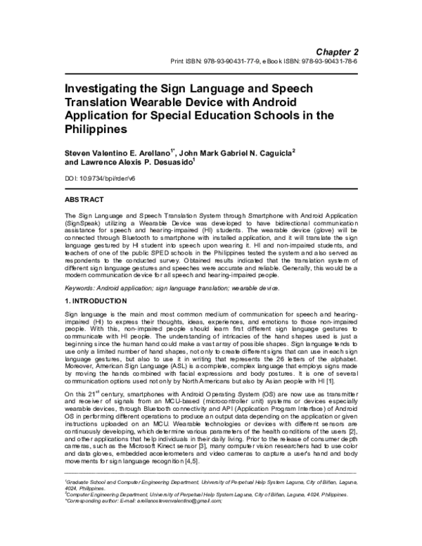 (PDF) Investigating the Sign Language and Speech Translation Wearable ...