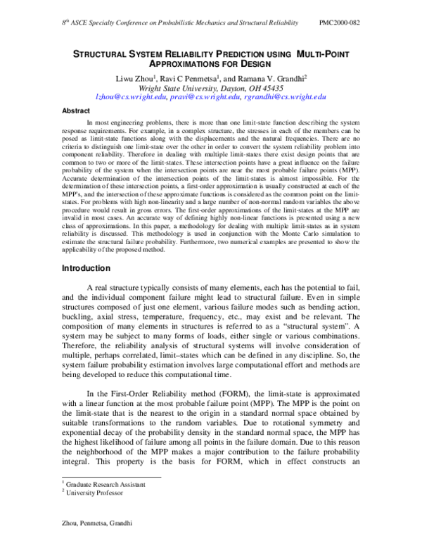 (PDF) Structural System Reliability Prediction Using Multi-Point ...