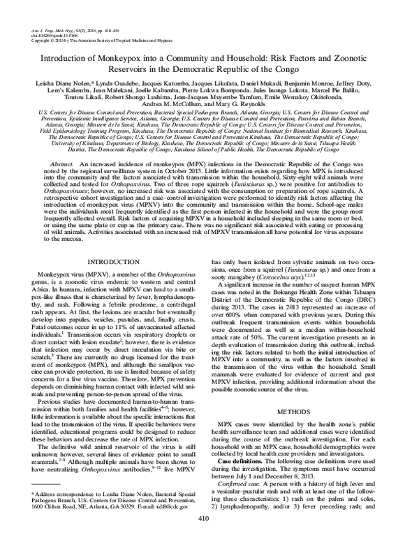 (PDF) Introduction of Monkeypox into a Community and Household: Risk ...
