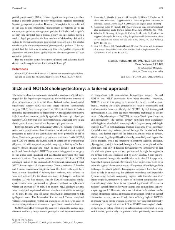 (PDF) SILS and NOTES cholecystectomy: a tailored approach | G Ullo ...
