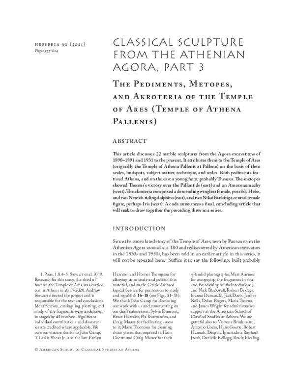 (PDF) CLASSICAL SCULPTURE FROM THE ATHENIAN AGORA, PART 3: The ...