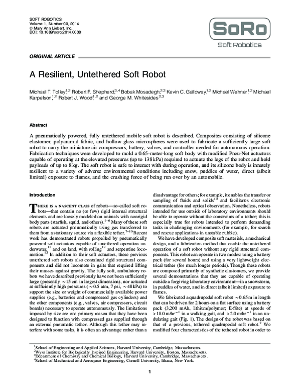 (PDF) A Resilient, Untethered Soft Robot