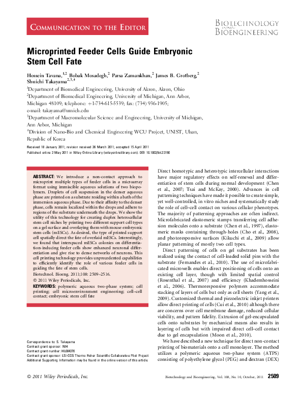 (PDF) Microprinted feeder cells guide embryonic stem cell fate