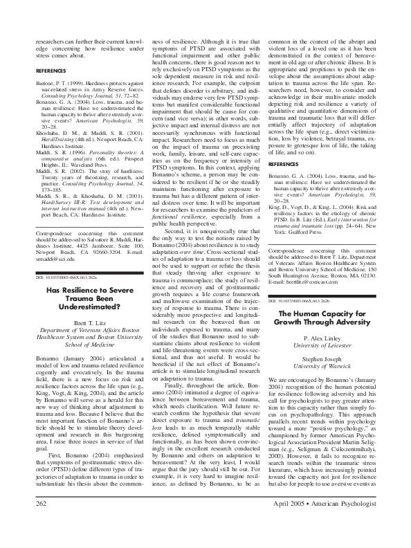 (PDF) The Human Capacity for Growth Through Adversity