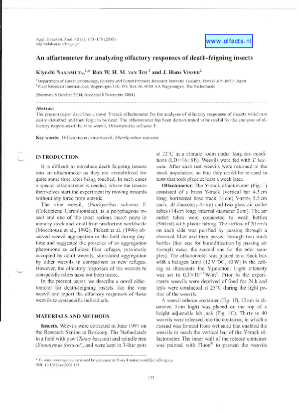 (PDF) An olfactometer for analyzing olfactory responses of death ...