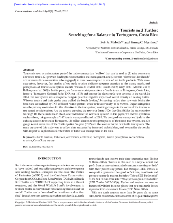 (PDF) Tourists and turtles: Searching for a balance in Tortuguero ...
