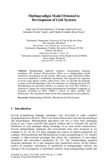 (PDF) Multiparadigm Model Oriented to Development of Grid Systems