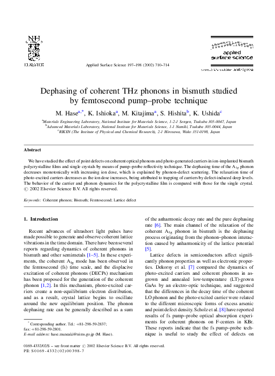 (PDF) Dephasing of coherent THz phonons in bismuth studied by ...