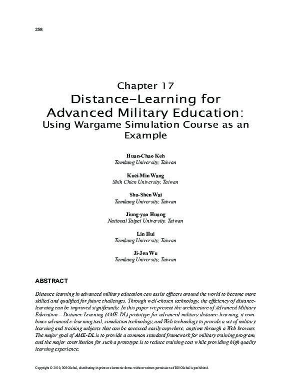 (PDF) Distance-Learning for Advanced Military Education