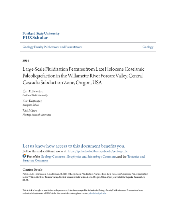 (PDF) Large-Scale Fluidization Features from Late Holocene Coseismic ...