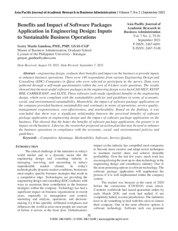 (PDF) Benefits and Impact of Software Packages Application in ...