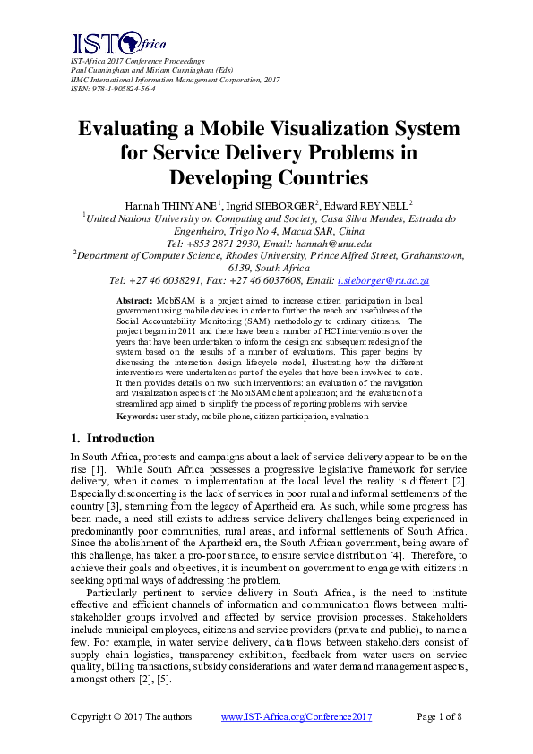 (PDF) Evaluating a mobile visualization system for service delivery ...