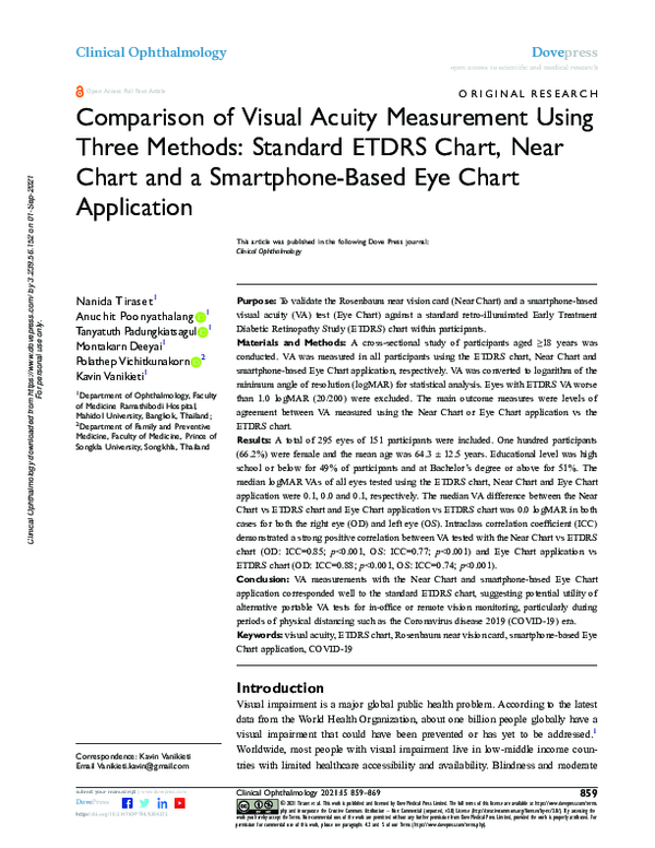 Pdf Comparison Of Visual Acuity Measurement Using Three Methods