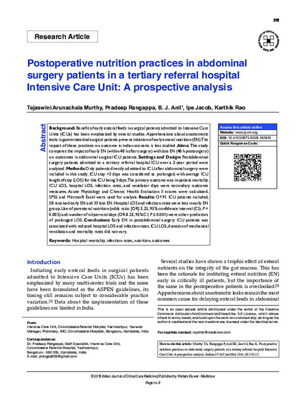 (PDF) Postoperative nutrition practices in abdominal surgery patients ...