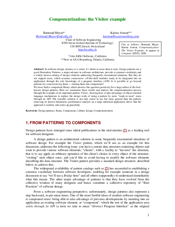 (PDF) Componentization: The Visitor Example