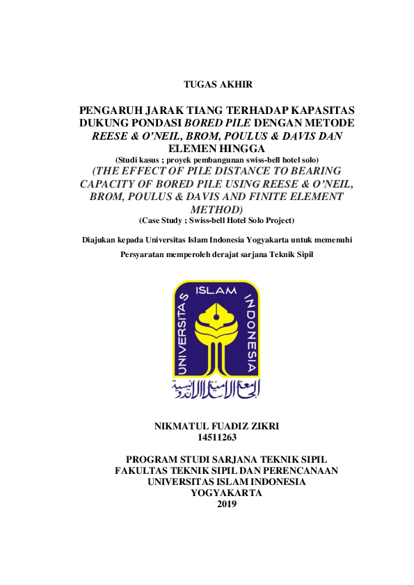 (PDF) PENGARUH JARAK TIANG TERHADAP KAPASITAS DUKUNG PONDASI BORED PILE ...