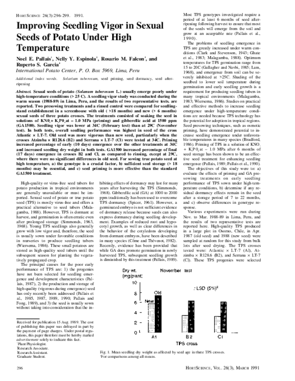 (PDF) Improving Seedling Vigor in Sexual Seeds of Potato Under High ...