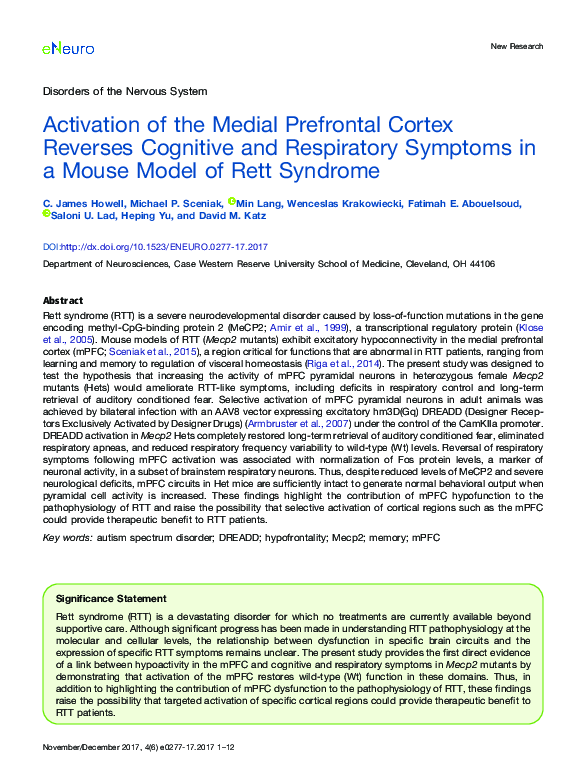(PDF) Activation of the Medial Prefrontal Cortex Reverses Cognitive and ...