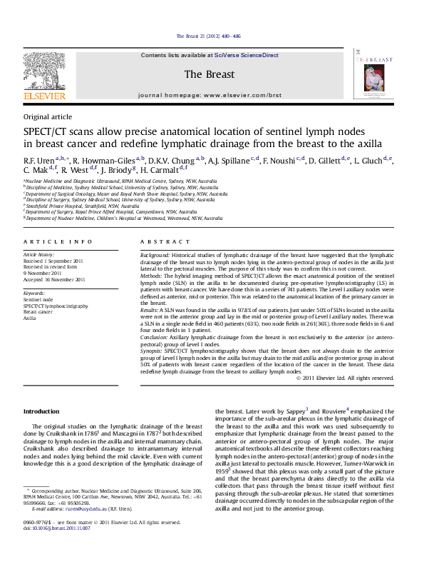 (PDF) SPECT/CT scans allow precise anatomical location of sentinel lymph nodes in breast cancer ...