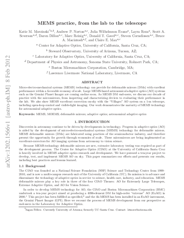 (PDF) MEMS practice: from the lab to the telescope