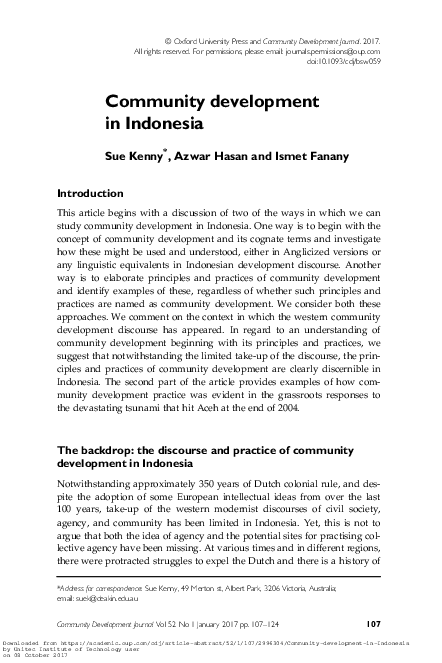 (PDF) Community development in Indonesia