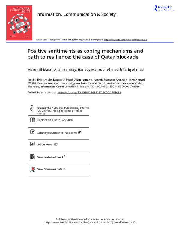 (PDF) Positive sentiments as coping mechanisms and path to resilience ...