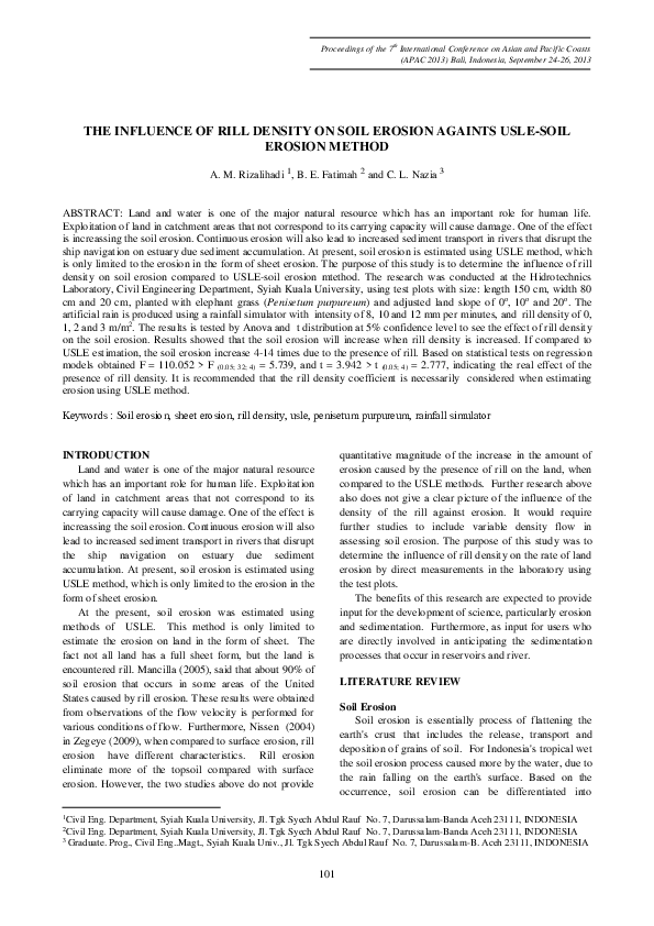 (PDF) The Influence of Rill Density on Soil Erosion Againts Usle-Soil ...