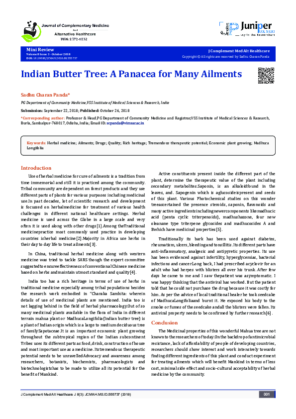 (PDF) Indian Butter Tree: A Panacea for Many Ailments | Sadhu Panda ...