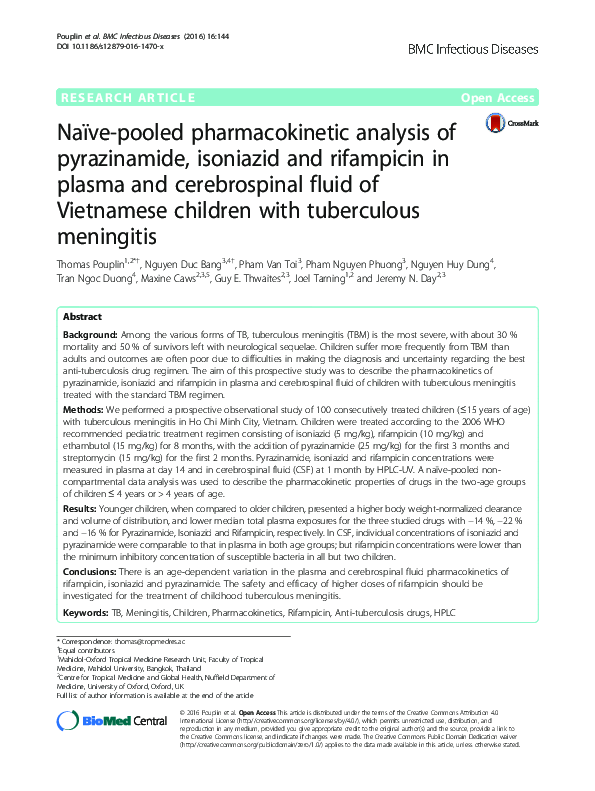 (PDF) Naïve-pooled pharmacokinetic analysis of pyrazinamide, isoniazid ...
