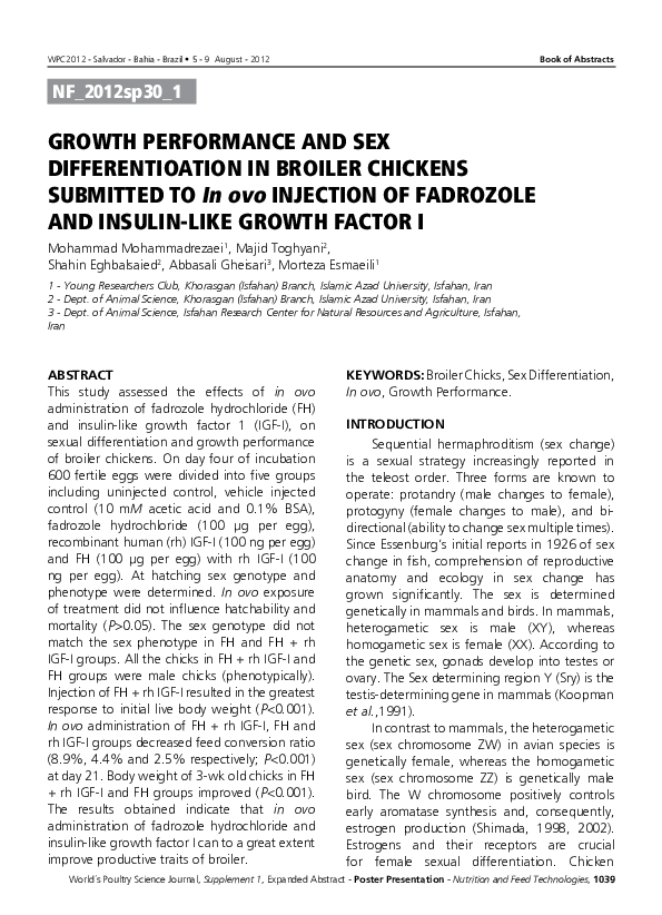 (PDF) Growth performance and sex differentiation in broiler chickens ...
