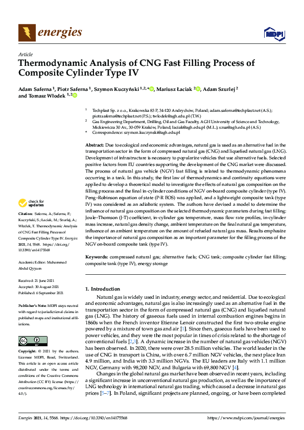 (PDF) Thermodynamic Analysis of CNG Fast Filling Process of Composite ...