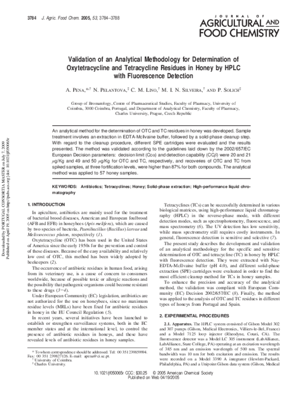 Pdf Validation Of An Analytical Methodology For Determination Of Oxytetracycline And
