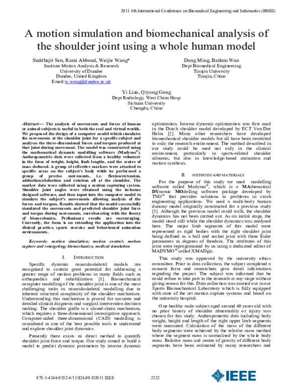(PDF) A motion simulation and biomechanical analysis of the shoulder ...