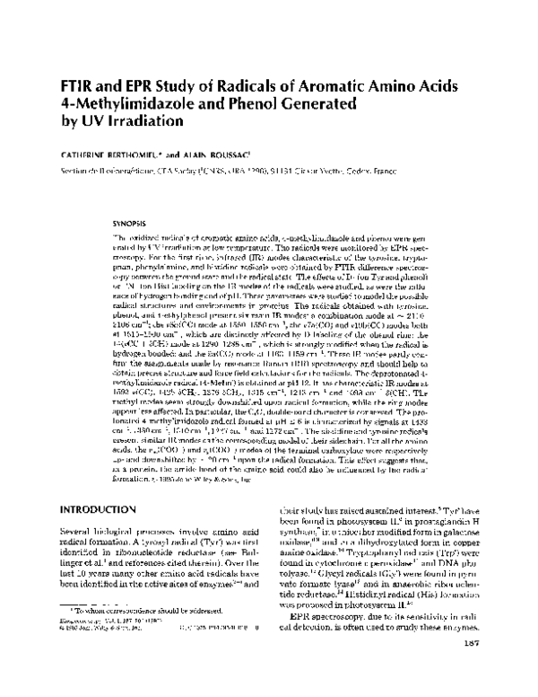 (PDF) FTIR and EPR study of radicals of aromatic amino acids 4 ...