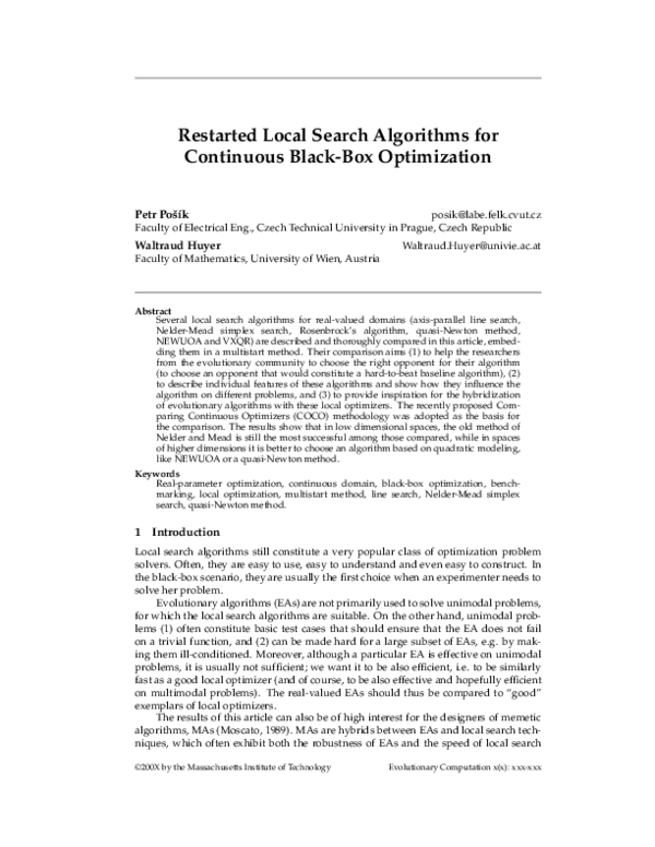 (PDF) Restarted Local Search Algorithms for Continuous Black Box ...