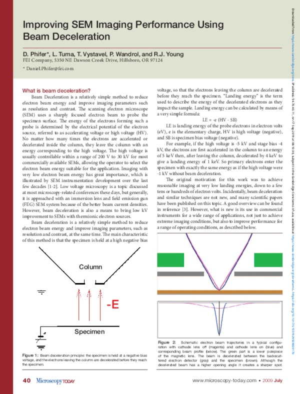 (PDF) Improving SEM Imaging Performance Using Beam Deceleration