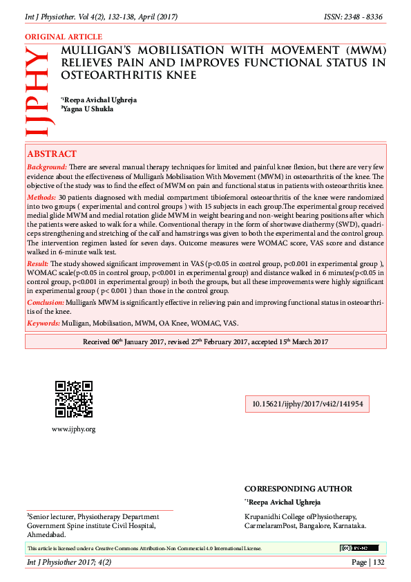 (PDF) Mulligan's Mobilisation with Movement (MWM) Relieves Pain and ...