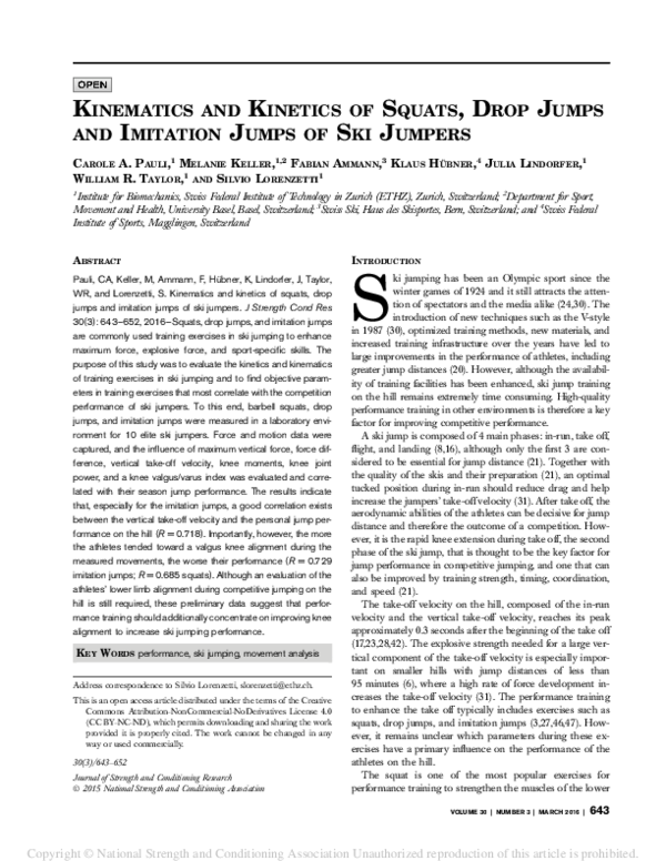 (PDF) Kinematics and Kinetics of Squats, Drop Jumps and Imitation Jumps ...
