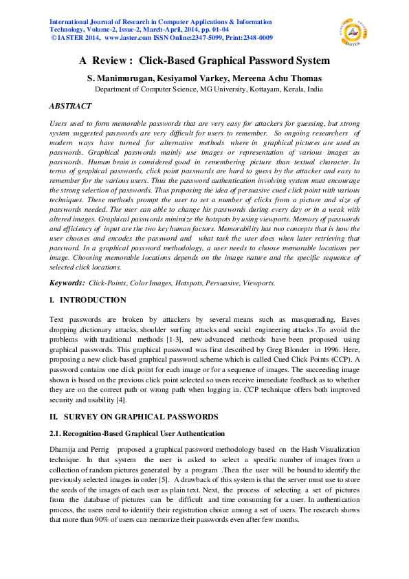 (PDF) A Review : Click-Based Graphical Password System | IAEME Publication - Academia.edu