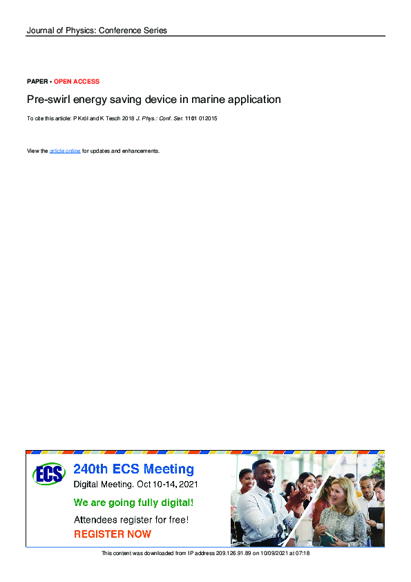 (PDF) Pre-swirl energy saving device in marine application