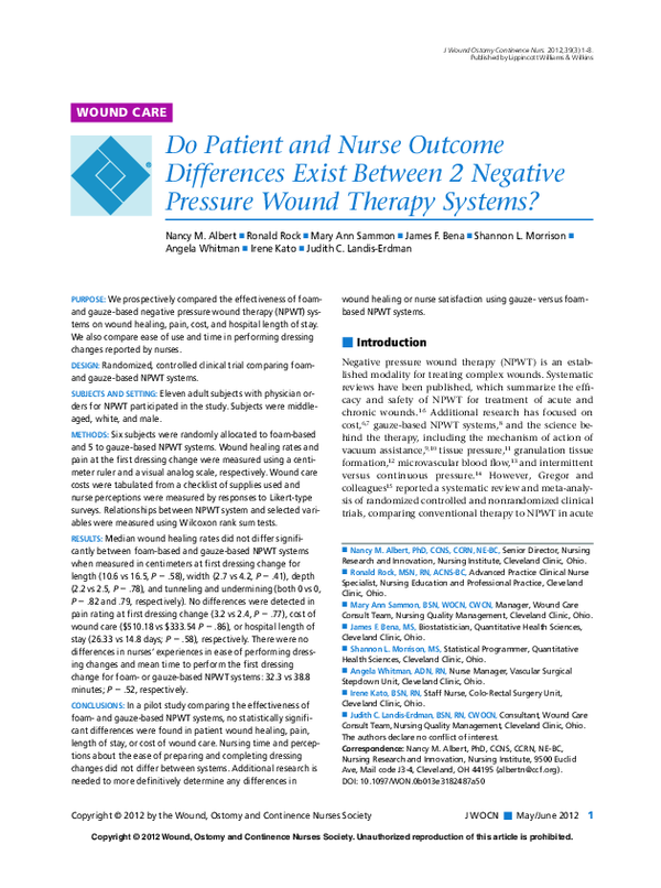 (PDF) Do Patient and Nurse Outcome Differences Exist Between 2 Negative ...