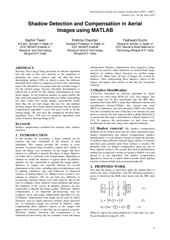 (PDF) Shadow Detection and Compensation in Aerial Images using MATLAB
