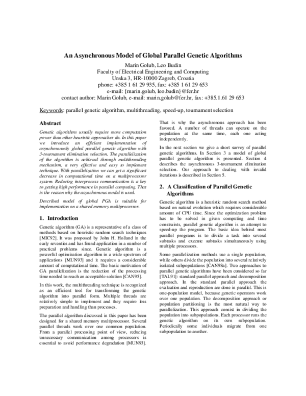 (PDF) An asynchronous model of global parallel genetic algorithms