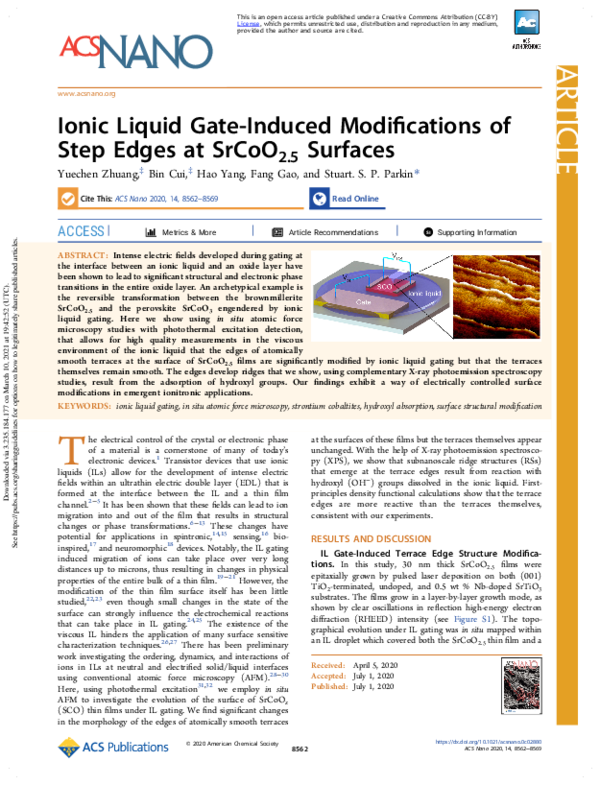(PDF) Ionic Liquid Gating Effects on SrCoO2.5 Surfaces
