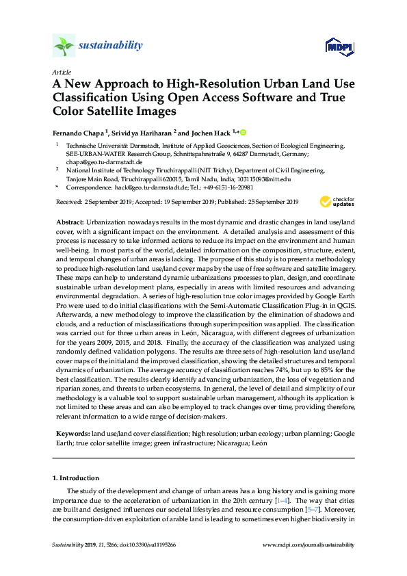 Pdf A New Approach To High Resolution Urban Land Use Classification Using Open Access Software