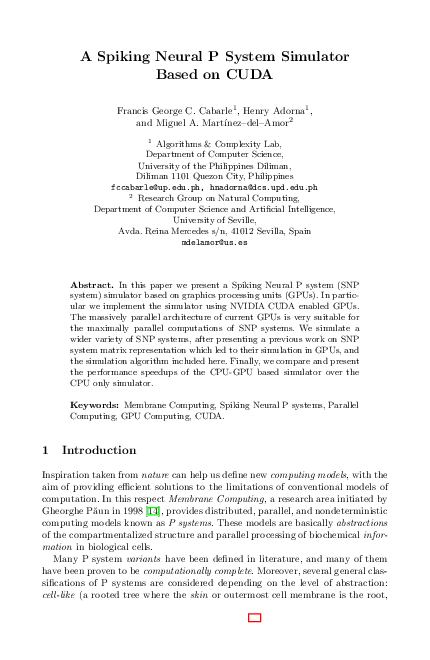(PDF) A Spiking Neural P System Simulator Based on CUDA