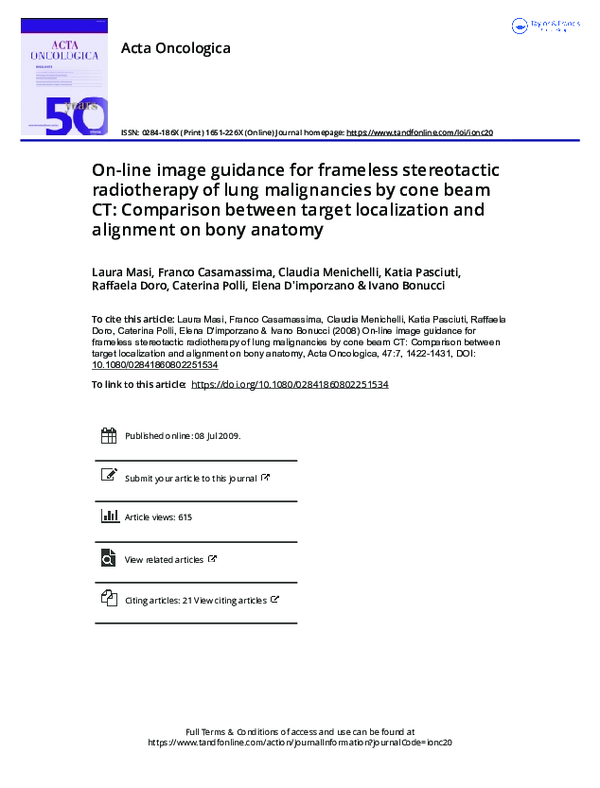 (PDF) On-line image guidance for frameless stereotactic radiotherapy of ...